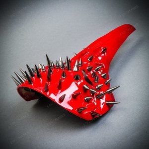 ILOVEMASKS | Accessories | Red Raven Skull Steampunk Spikes Bird Nose ...